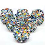 MexHandcraft | Confetti Rocks 16 oz Stemless Wine Glasses (set of 6)